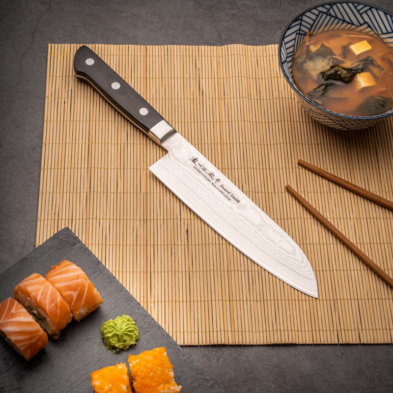 Damaskuse terasest Santoku kokanuga